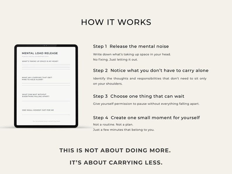 Mental Load Release Worksheet for Overwhelmed Moms, One Page Stress ...