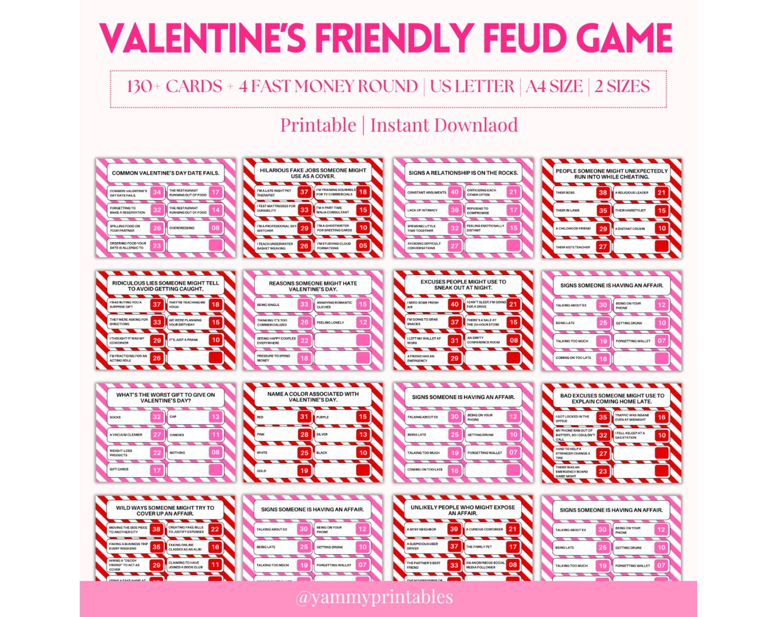 Valentine Friendly Feud Game, Adult Valentines Family Feud Game, Fun ...