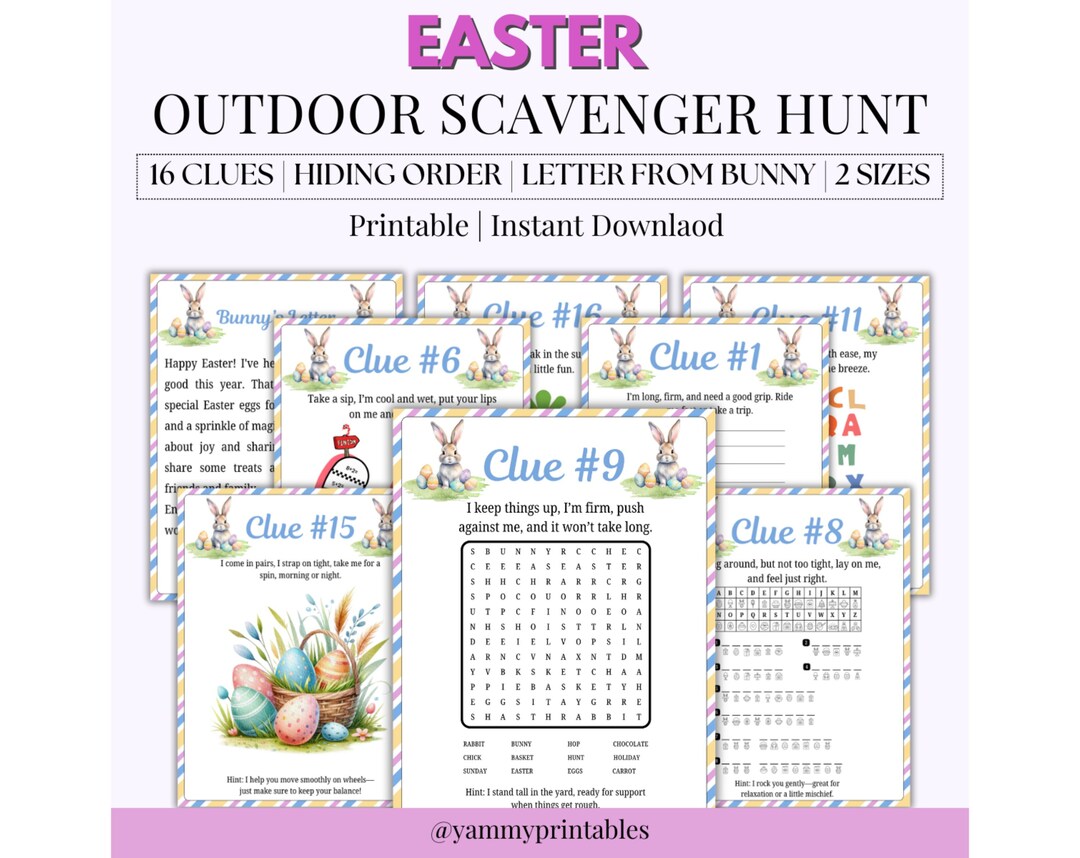 Easter Outdoor Scavenger Hunt Game, Easter Outdoor Hunt Game, Easter ...