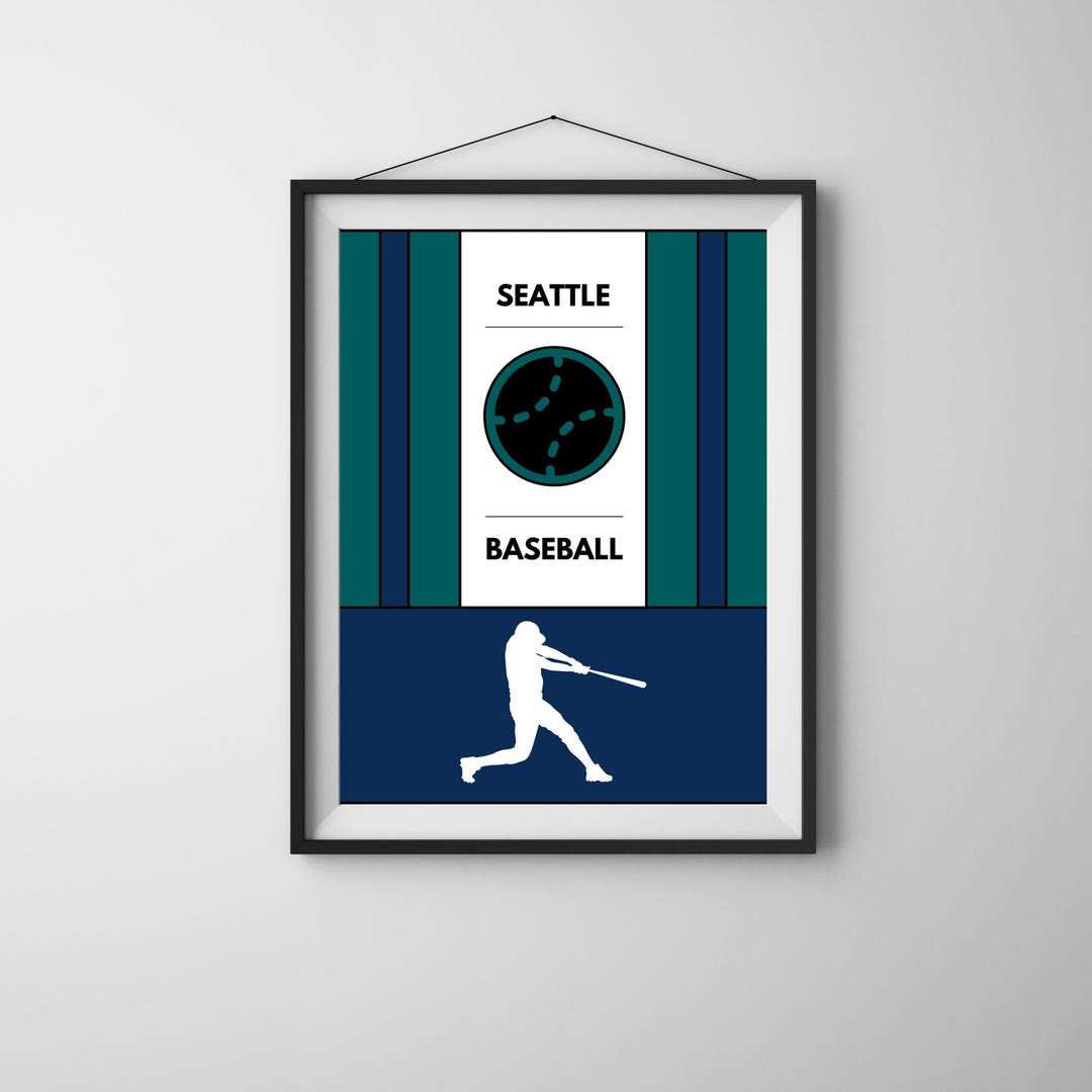 Seattle Baseball Wall Art | Minimalist Baseball Poster Print | Digital ...