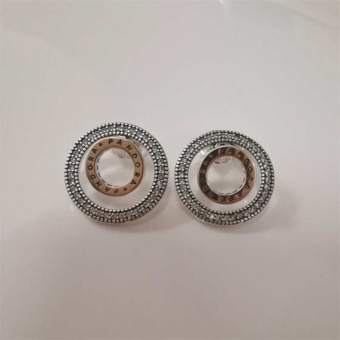 Pandora Logo Circle Stud Earrings S925 Ale - Etsy