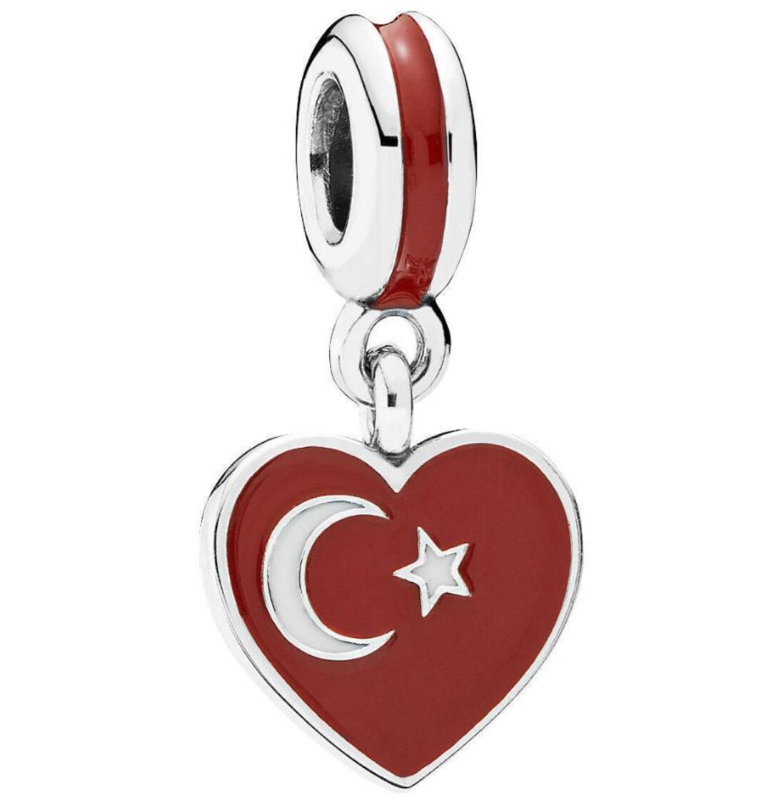 Pandora Charm Bead Turkey Heart Flag - Etsy