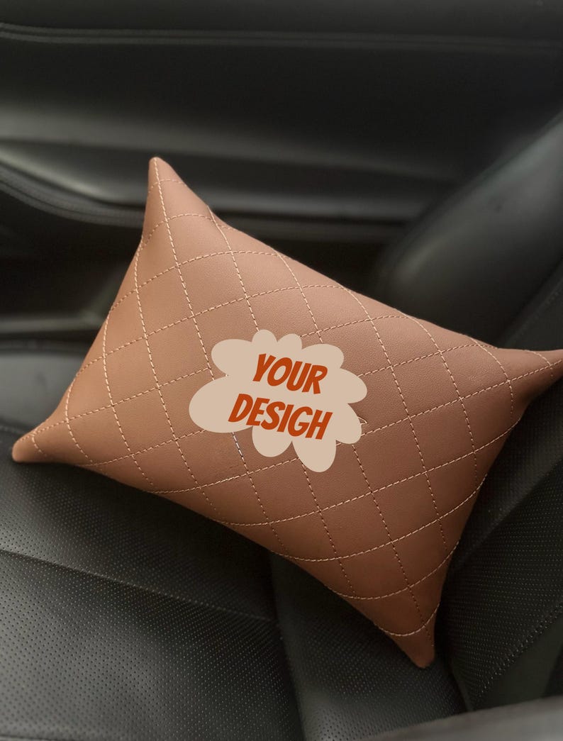 Personalized Eco Leather Car Pillow, Neck Back Support Cushion, Custom ...
