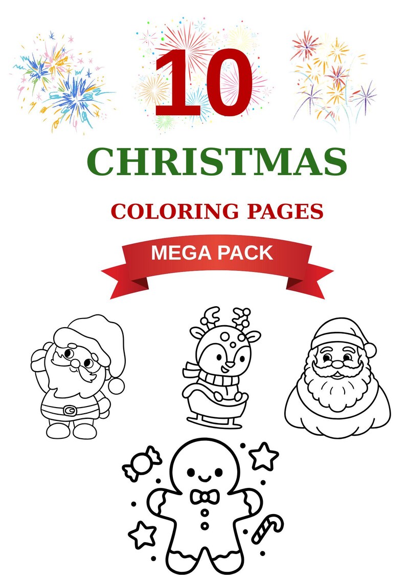 Christmas Coloring Pages | Kids Holiday Activity, 10 Designs (printable ...