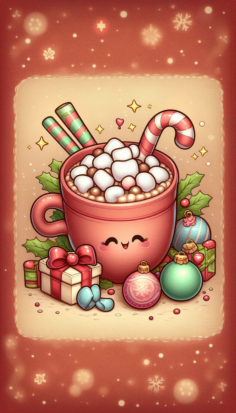 50 Christmas Coloring Pages for Kids – Cute Kawaii Holiday Printables ...