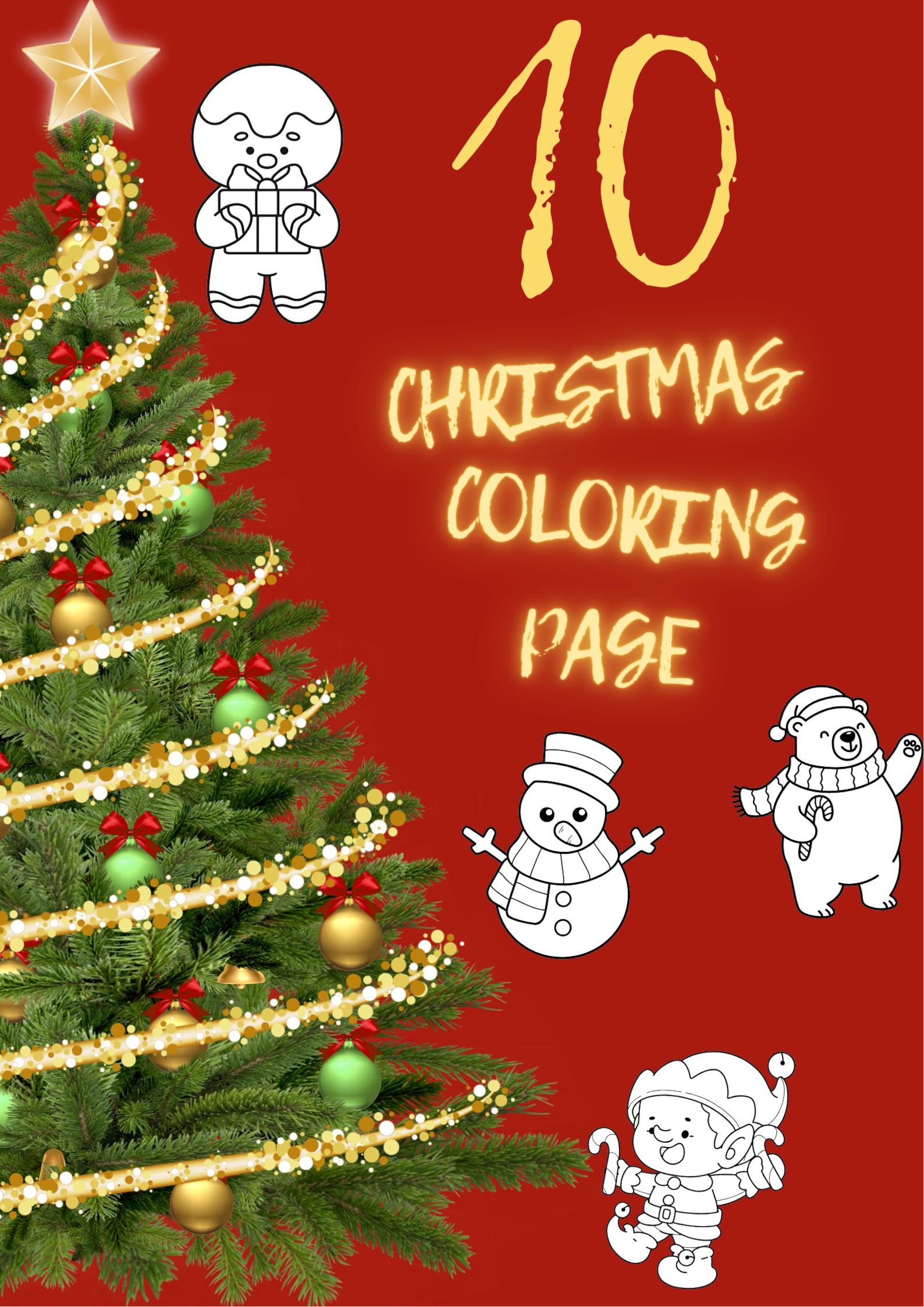 Christmas Coloring Pages | Kids Holiday Activity, 10 Designs (printable ...