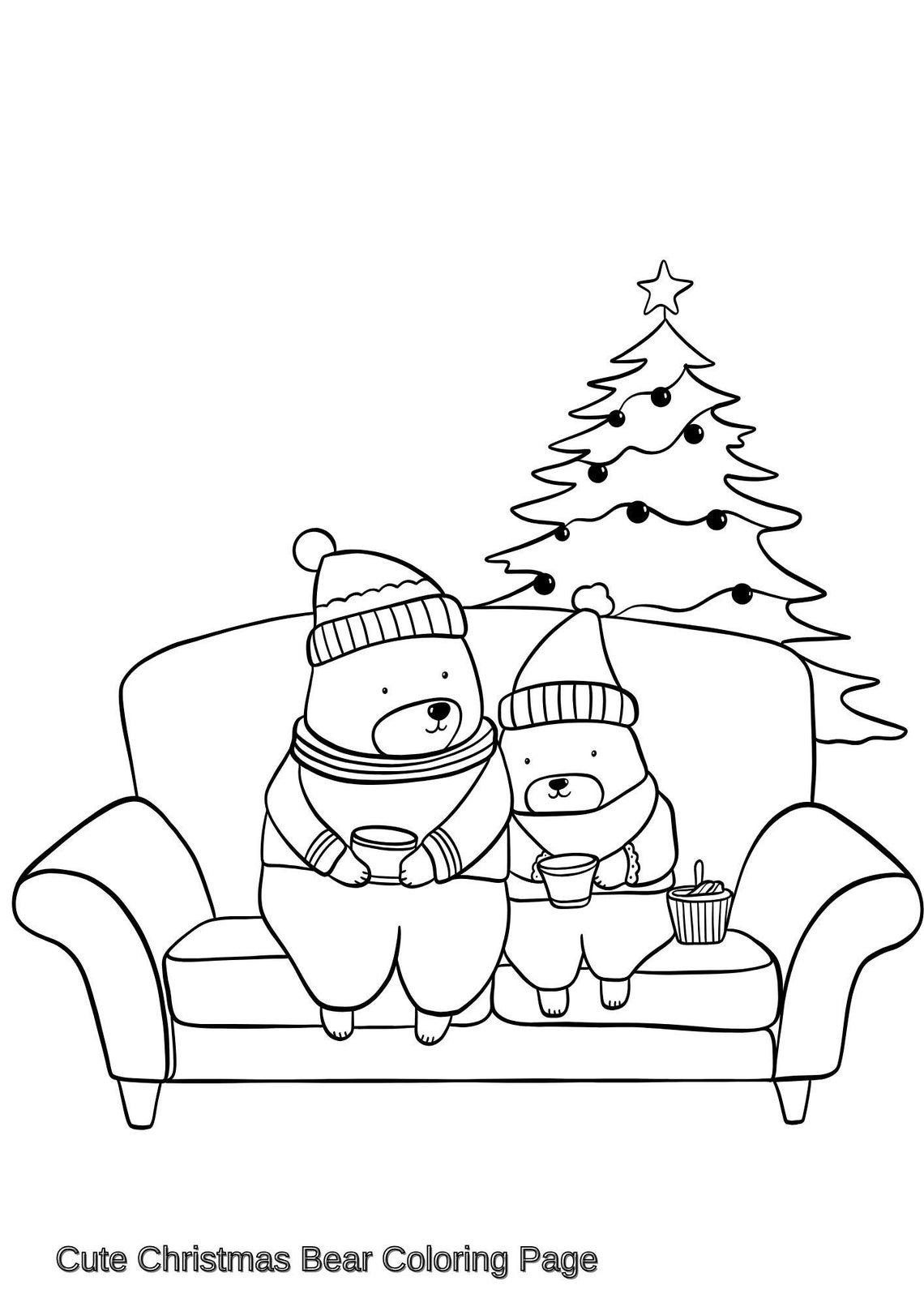Christmas Bear Coloring Page | Holiday Kids Activity (printable PDF) - Etsy