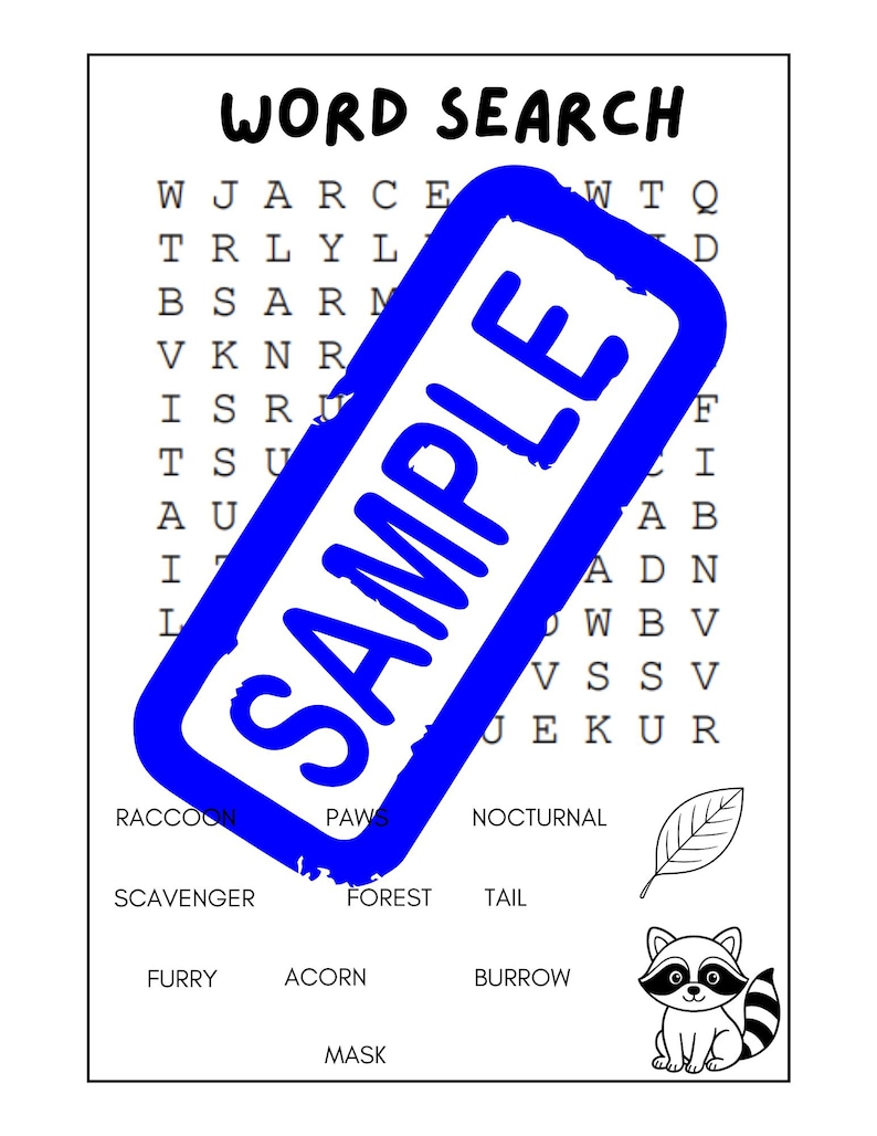 Woodland Raccoon Activity Pack – Printable Educational Worksheets for ...