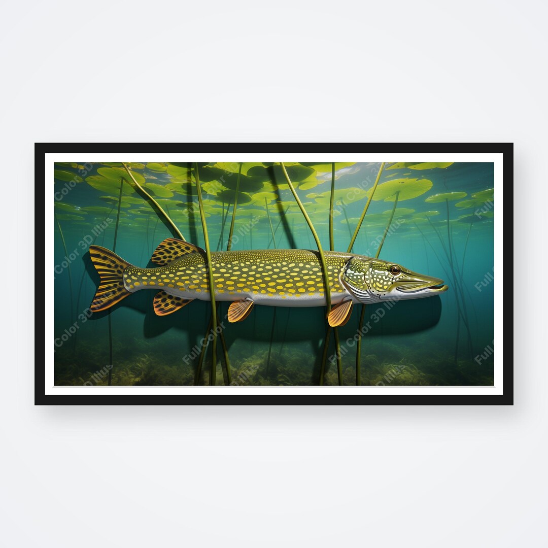 3D Illusion Northern Pike Fish Digital PNG Art File – Full Color – High ...