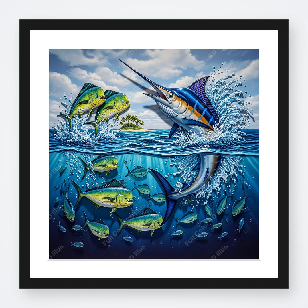 3D Illusion Marlin and Mahi Mahi Fishing Scene Digital Art File – Full ...