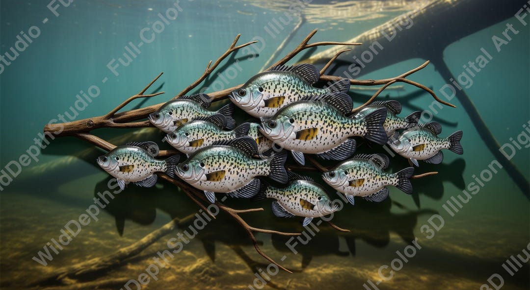 3D Illusion School of Crappie Fish Digital PNG Art File – Full Color ...