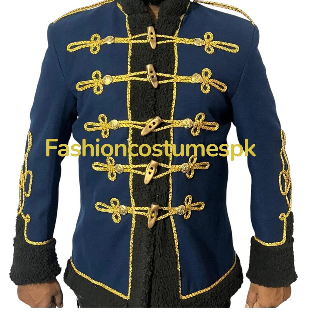 New Vintage Hussar Gold Embroided Steampunk Attila Coat Men's Imperial ...