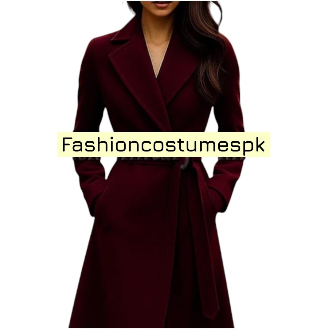 New Custom Burgundy Velvet Overcoat Handmade Elegant Winter Trench - Etsy