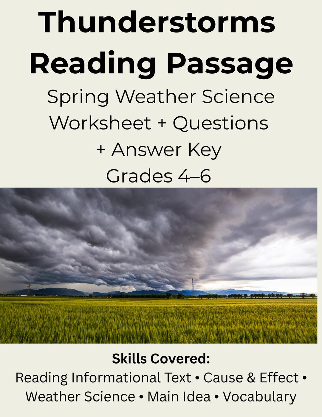Spring Storms Reading Passage Printable | Weather Science Worksheet ...