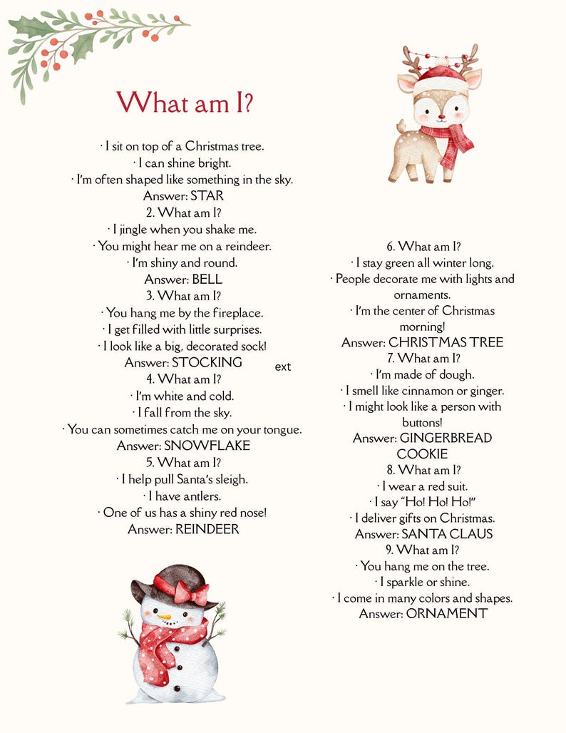 What Am I Christmas Game - Etsy