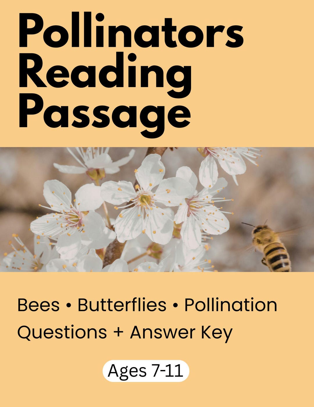Pollinators Reading Passage Printable | Bees Butterflies Science ...