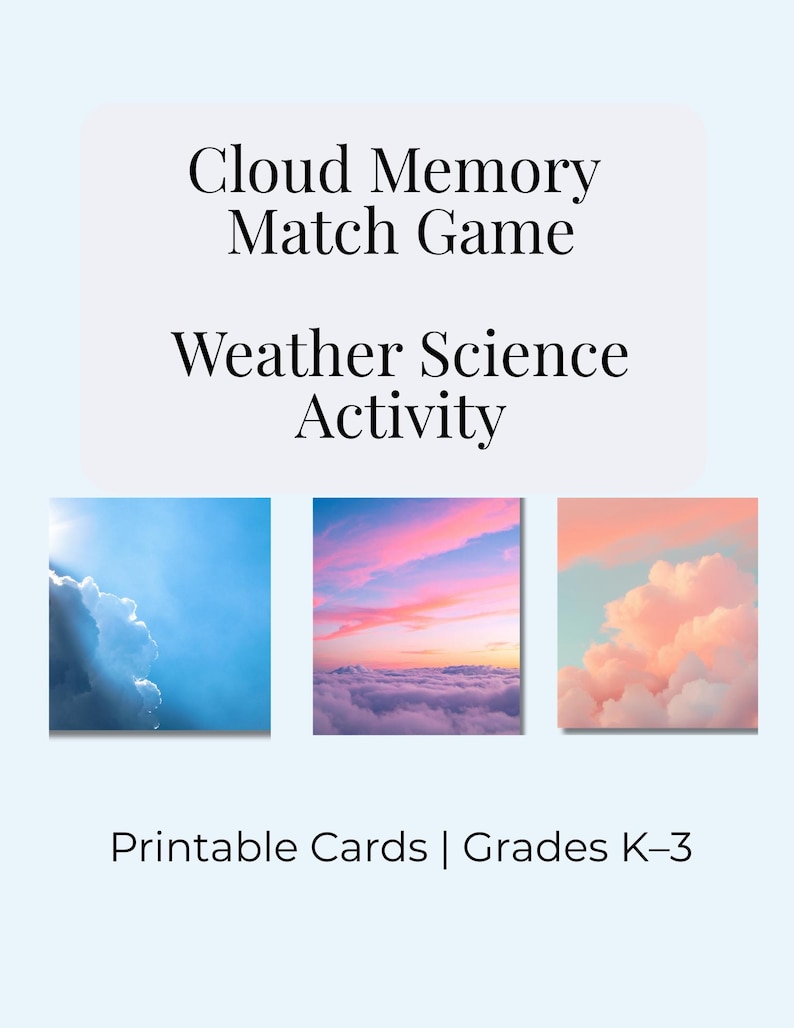 Weather Activities Printable Bundle | Riddles Worksheet, Cloud Memory ...