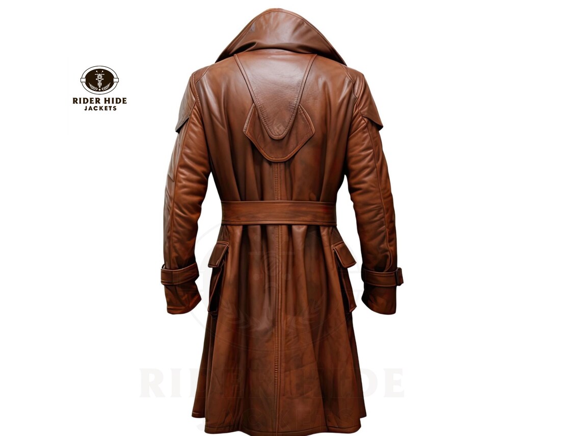 Handmade Men Leather Trench Coat - Vintage Biker Duster, Winter Long ...