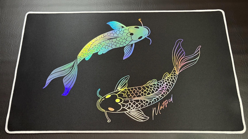 Holographic Foil Japanese Koi Fish Playmat Customized Matified ...