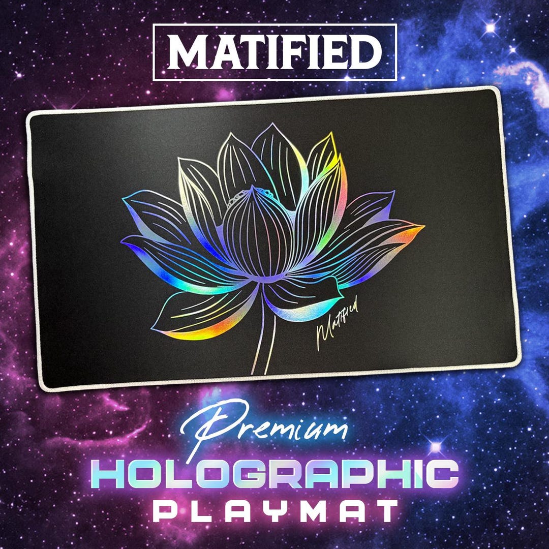 Holographic Foil Japanese Lotus Playmat Customized Matified Signature ...