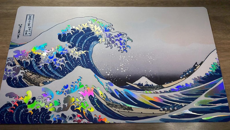Holographic Foil Japanese Great Wave Playmat Customized Matified - Etsy