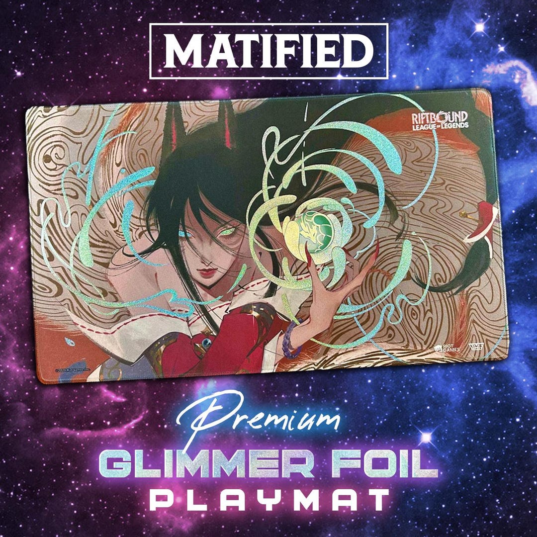 Glimmer Foil Ahri Nine-tailed Fox Playmat – Riftbound League of Legends ...