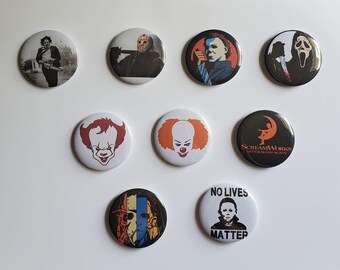 1.25 Circle Cropped Horror Movie Pins/pin Back Buttons - Etsy