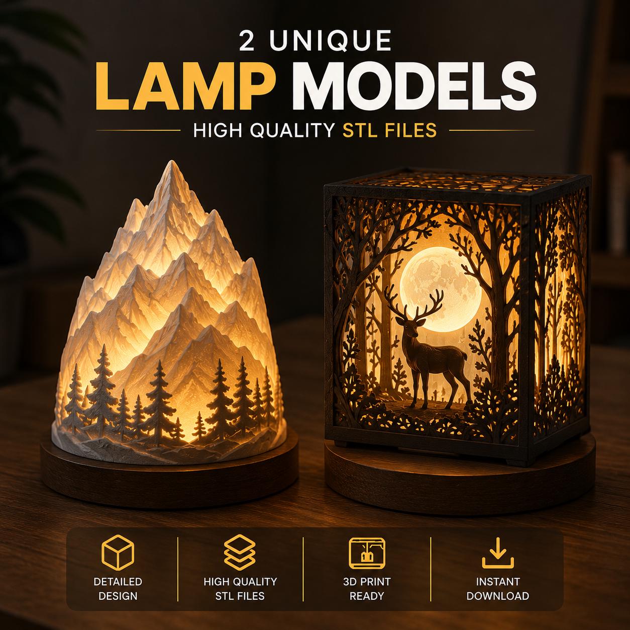 50+ Lamp STL Files Bundle | Modern & Decorative 3D Printed Lamp Designs ...