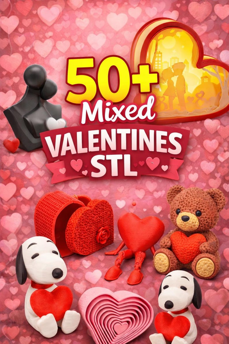50+ Mixed Valentines Day STL Bundle | Heart Decor, Love Figurines ...