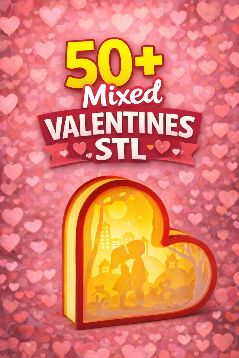 50+ Mixed Valentines Day STL Bundle | Heart Decor, Love Figurines ...