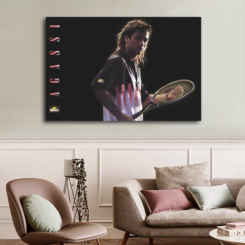 Vintage ANDRE AGASSI Canvas Wall Art Poster Picture Print Living Room ...