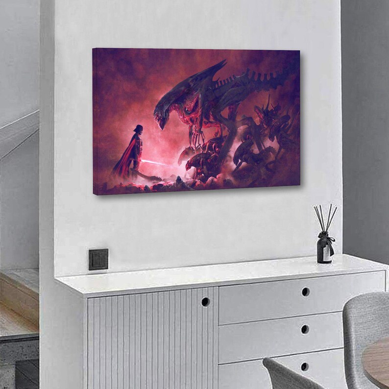 Alien Xenomorphs Vs Darth Vader Canvas Wall Art Poster Picture Print ...