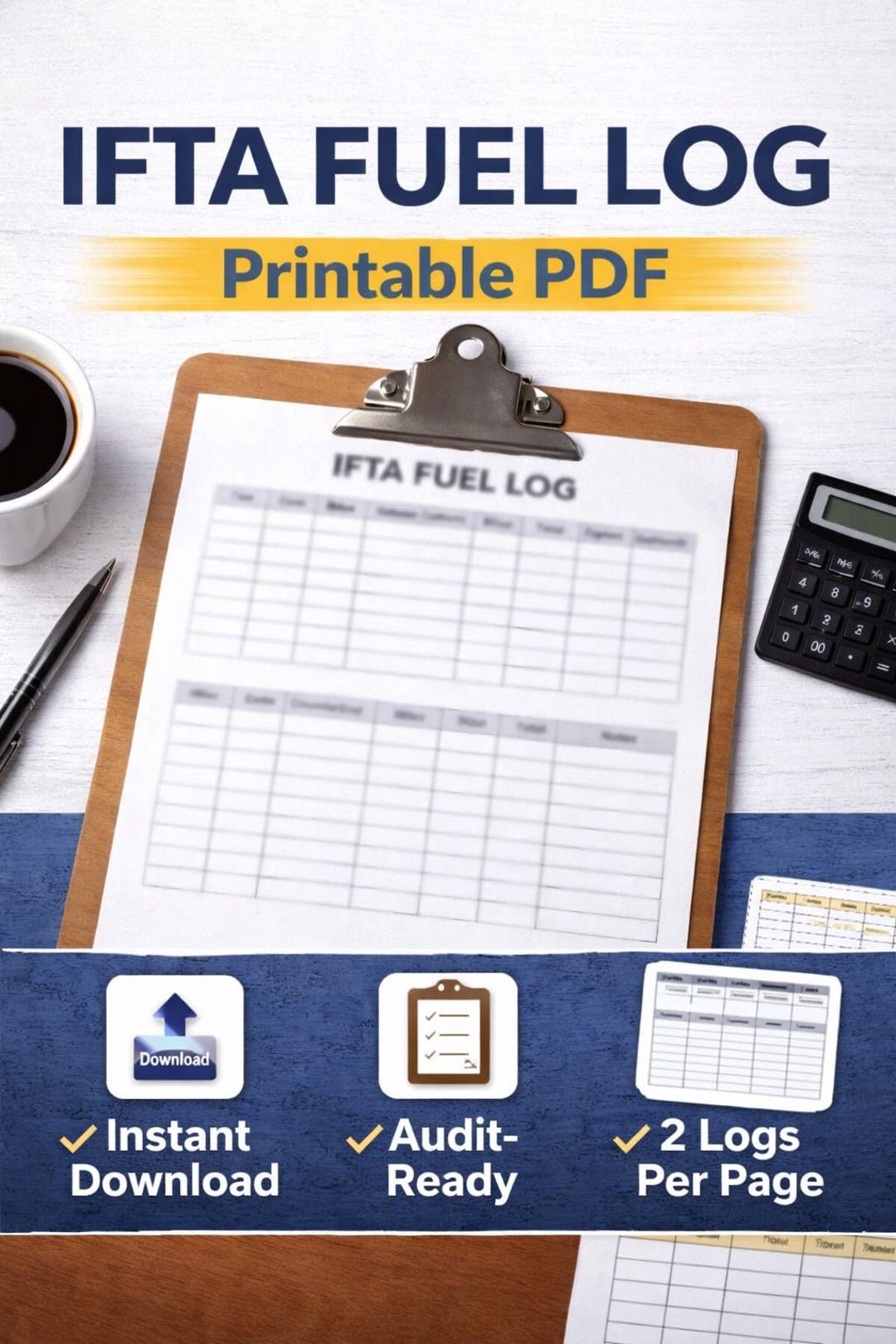 IFTA Fuel Log Printable | Trucking Fuel Record (2-per-page PDF) - Etsy