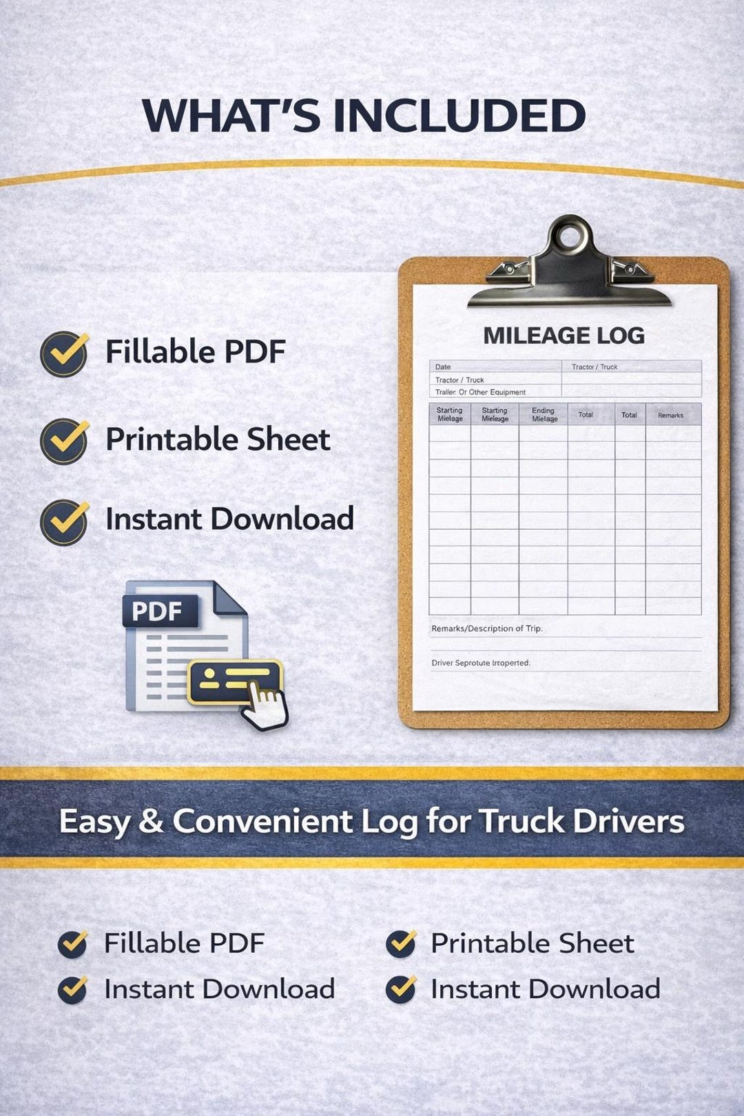 Truck Driver Daily Log Sheet | DOT Compliant Mileage Log (PDF) - Etsy