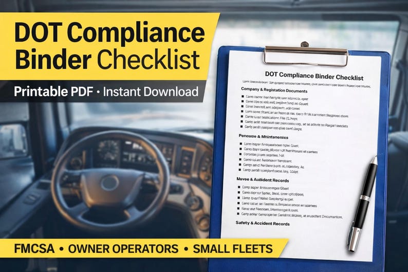 DOT Binder Checklist Printable | Truck Driver Audit Prep | FMCSA ...