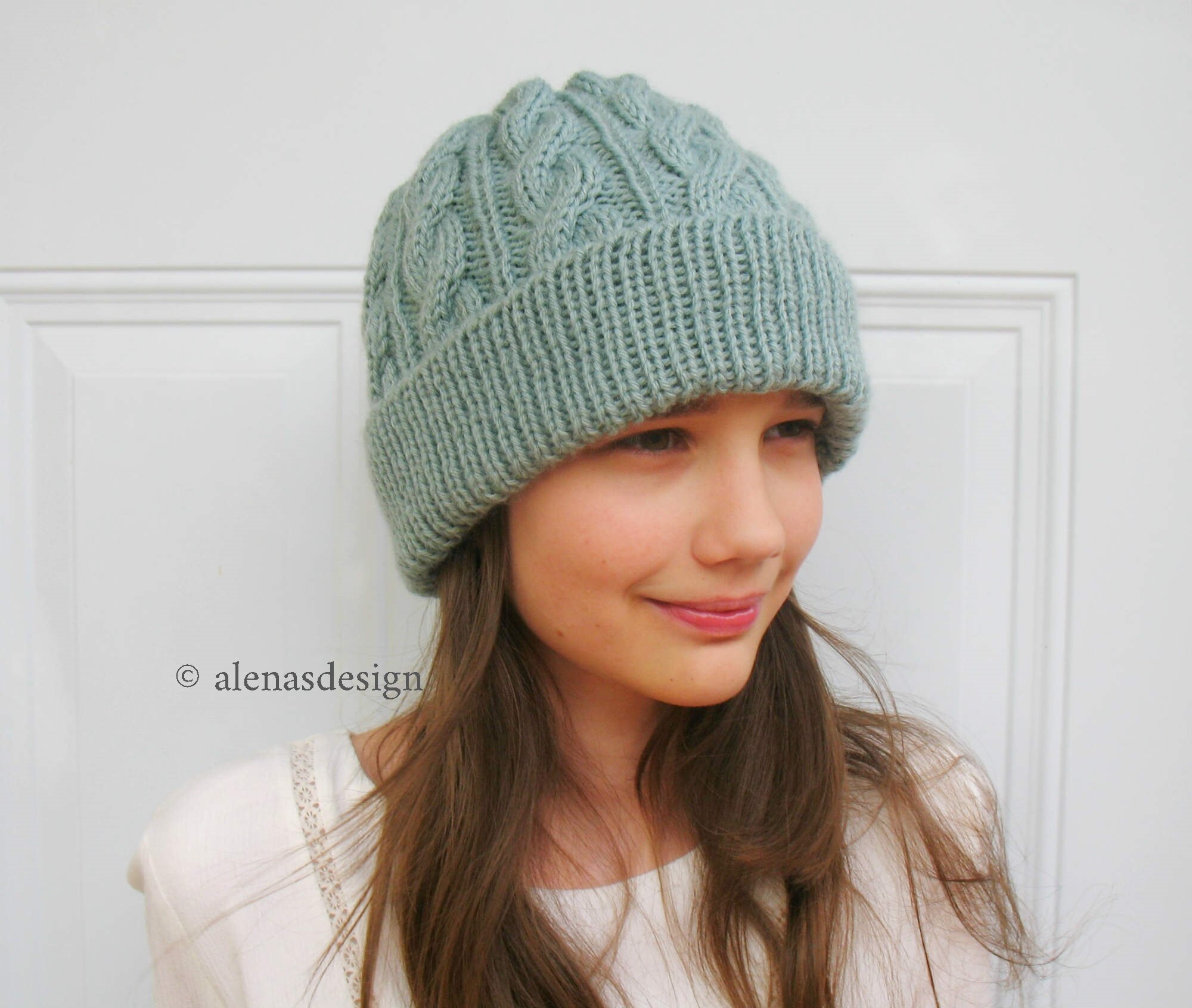 Knit Hat Pattern Cabled Hat Pattern Slouchy Beanie Pattern - Etsy