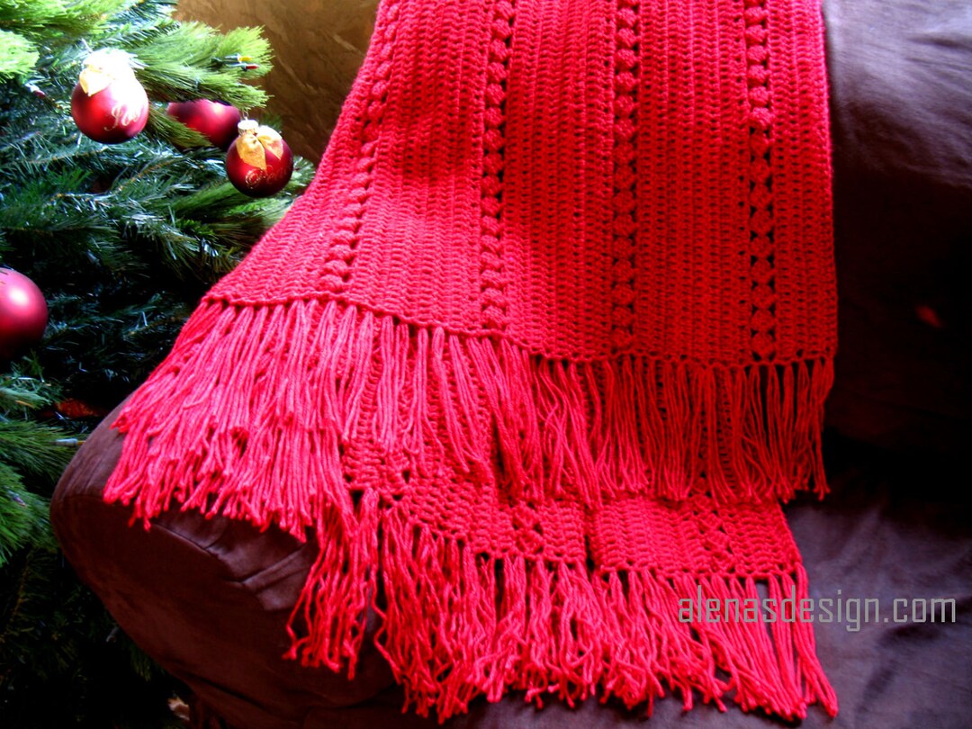 Red Diamond Throw Crochet Pattern 218 Any Size Blanket Home Decor DIY ...