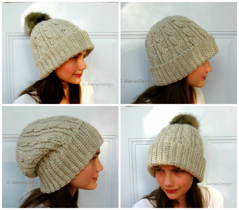 Cable Hat Crochet Pattern Slouchy Hat Pattern Unisex Beanie - Etsy