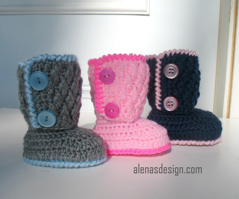 Two-button Baby Booties Crochet Pattern 091 From Newborn to 12 Months ...