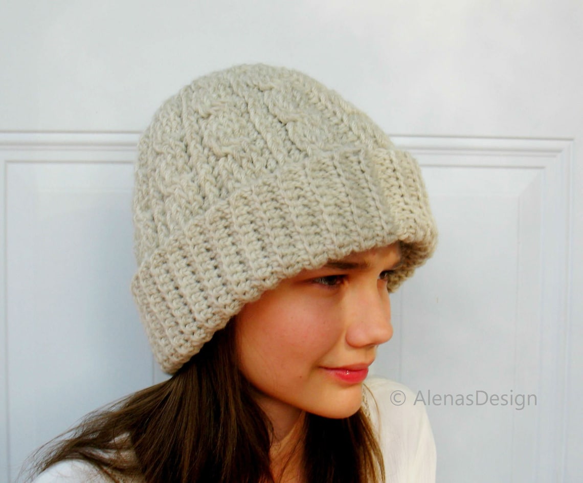 Cable Hat Crochet Pattern Slouchy Hat Pattern Unisex Beanie - Etsy