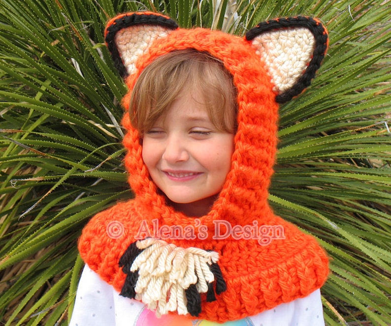 Crochet Pattern 120 Ears Hooded Cowl Crochet Cowl Wolf Fox Cat Bear ...