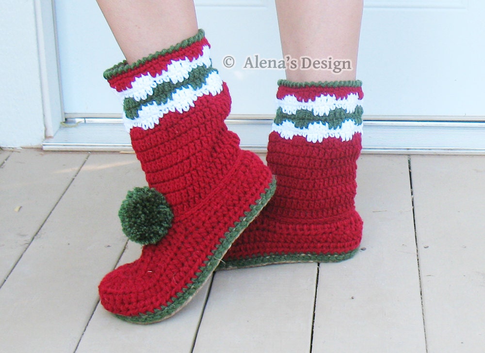 Crochet Boot Pattern Women's Christmas Slipper Boots - Etsy