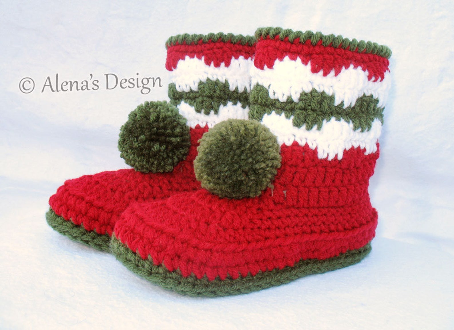 Crochet Pattern 028 - Christmas Toddler Pom-pom Booties - Etsy
