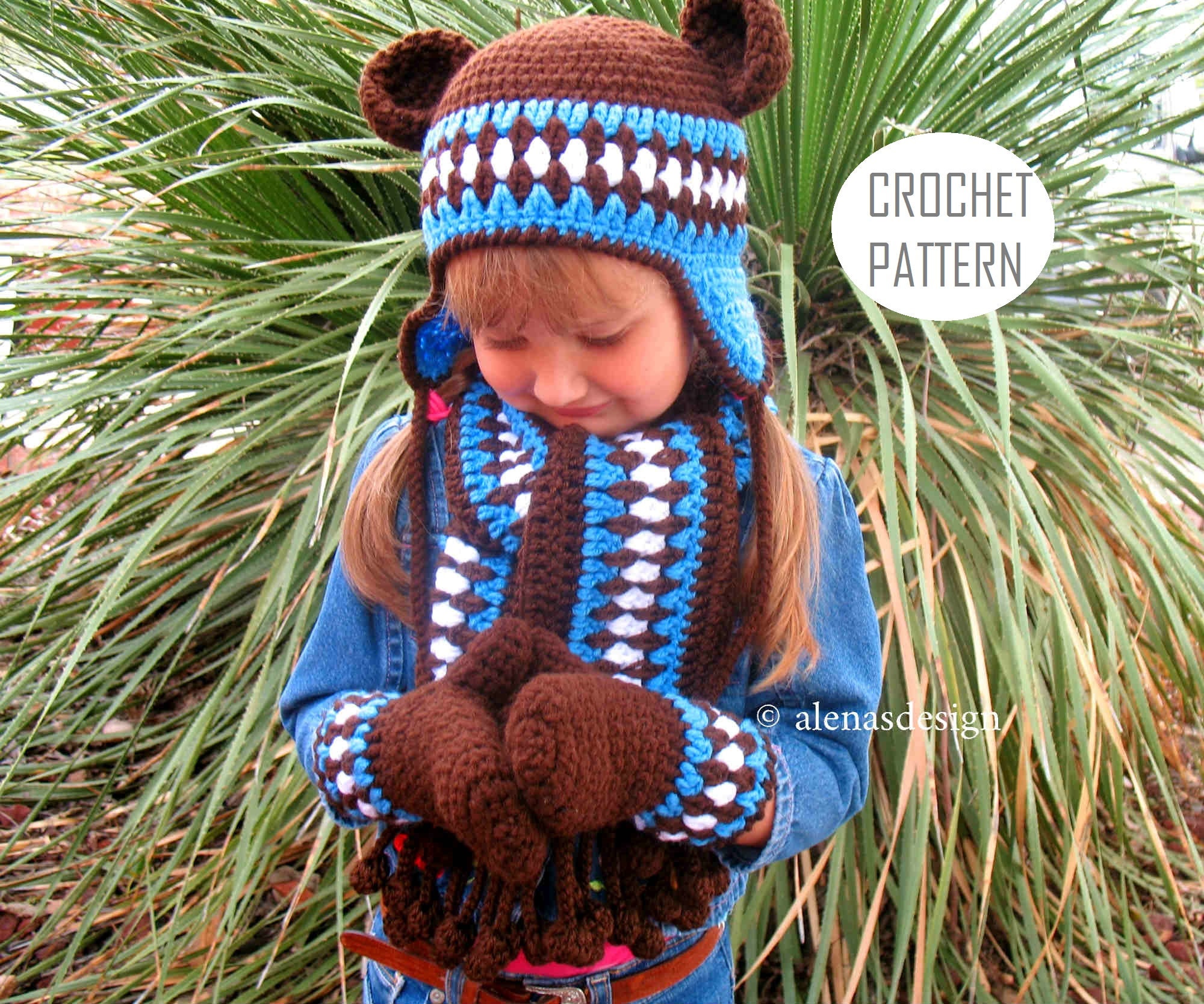 Brown Bear Hat Crochet Pattern 053 Hat with Bear Ears Ear Flap | Etsy