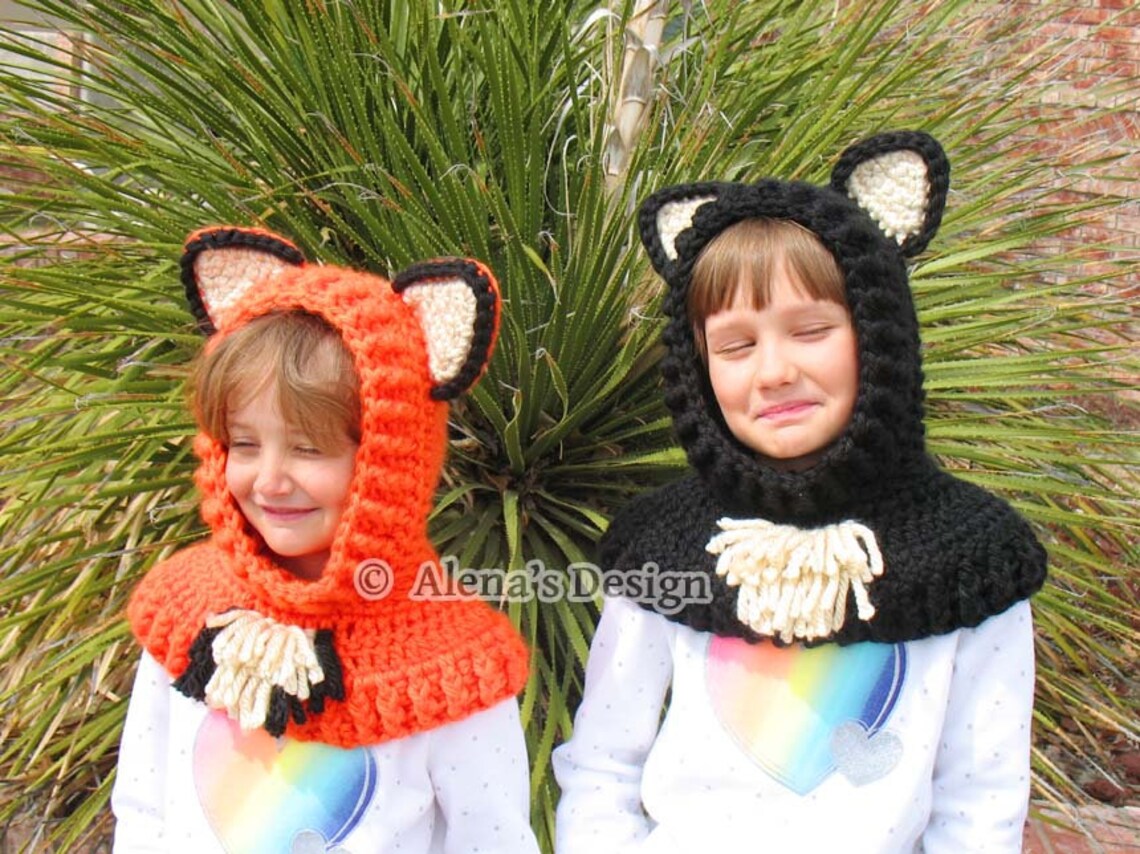 Crochet Cowl Pattern 120 Hooded Cowl with Ears Animals Hat | Etsy