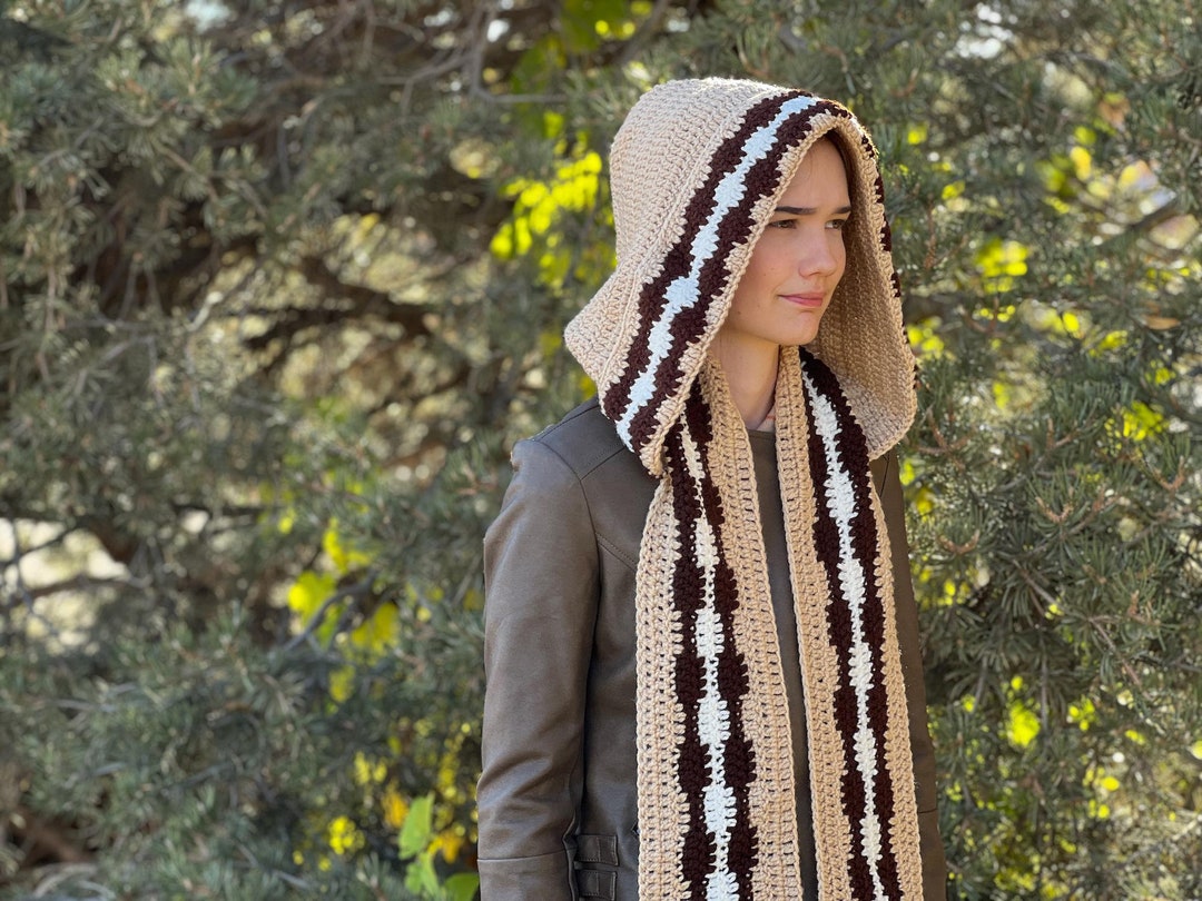 Crochet Pattern 183 Colored Hooded Scarf, Beige Scarf for Child Adult ...