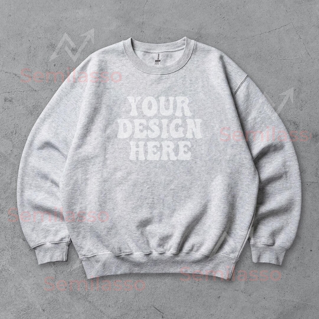 Ash Gildan 18000 Flat Lay Mockup: Oversized Streetwear Look - Etsy