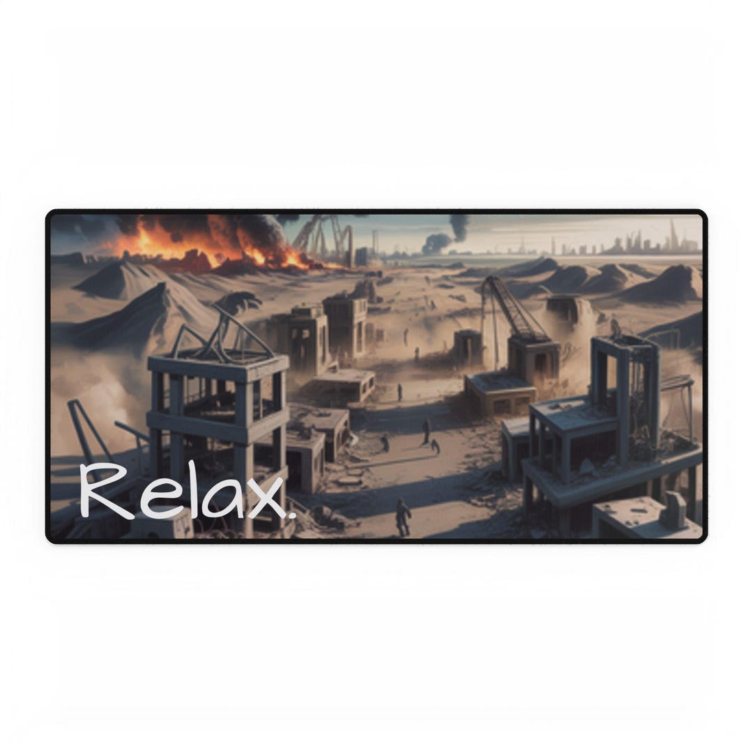 Post-apocalyptic Desert Landscape Desk Mat | 'relax' Printed Mousepad ...