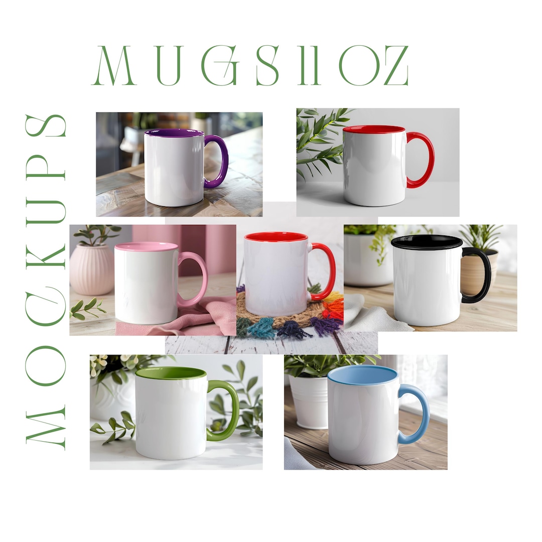 Two-tone Mug Mockup Bundle for Canva: 11oz Accent Mug Templates ...
