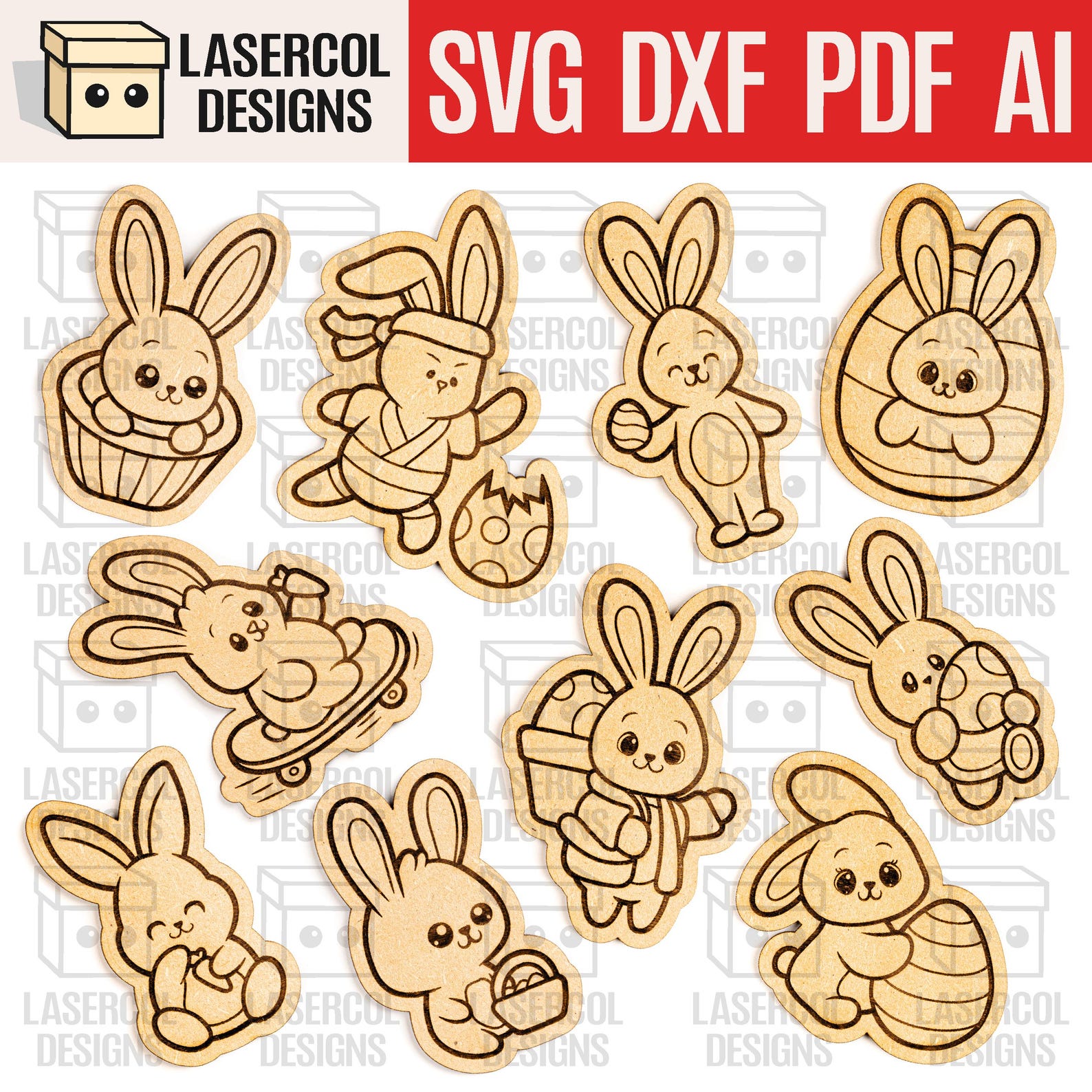 Easter Bunny DIY Paint Kit +80 Bundle - Laser Cut Files Glowforge Svg ...